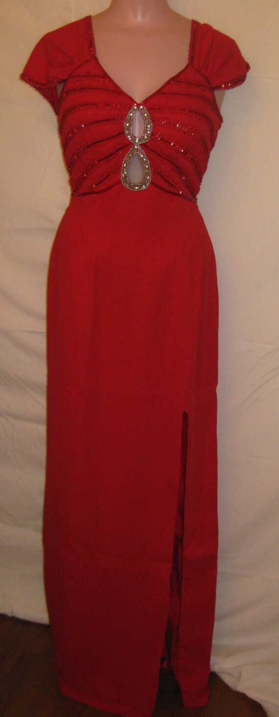 Red and Silver Teardrop Dress - Gem