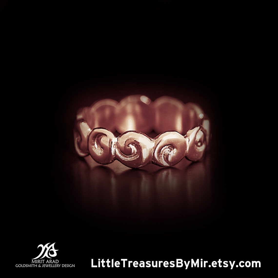 14 Karat Solid Red Gold Wedding Ring, Spiral Pattern Ring, Antique ...