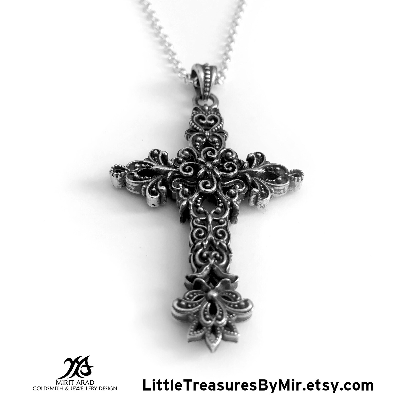 Victorian Cross Pendant, Filigree Cross, Religious Pendant, Gothic ...
