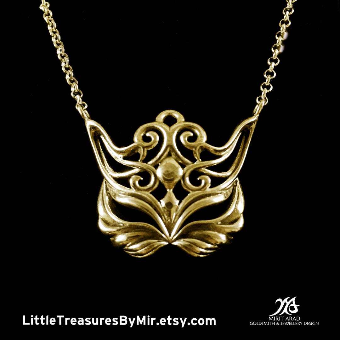 14 Karat Yellow Solid Gold Cat Mask Pendant, Cat Lovers Pendant, Venice ...