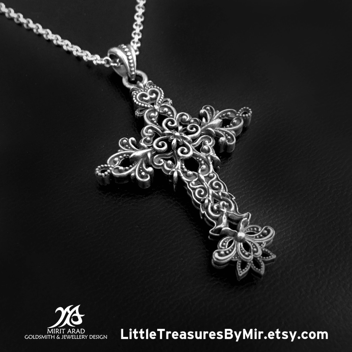 Victorian Cross Pendant, Filigree Cross, Religious Pendant, Gothic ...