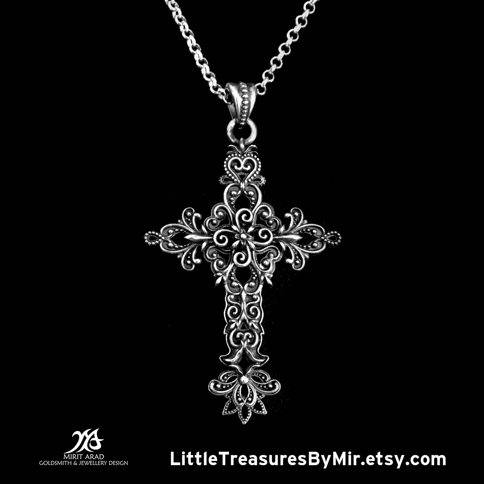 Victorian Cross Pendant, Filigree Cross, Religious Pendant, Gothic ...