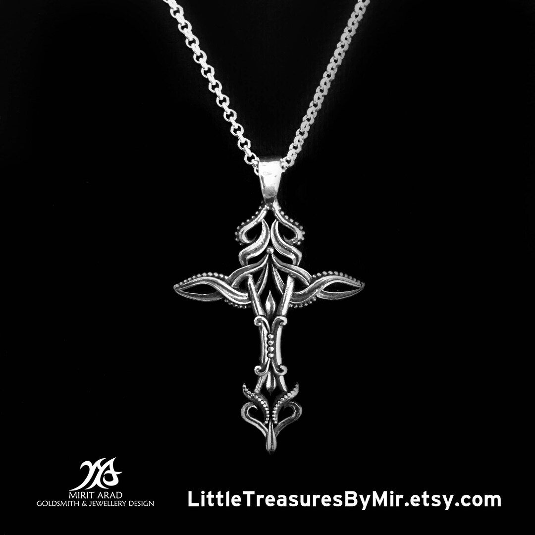 Indian Style Cross Pendant, Filigree Cross, Religious Pendant, Asian ...
