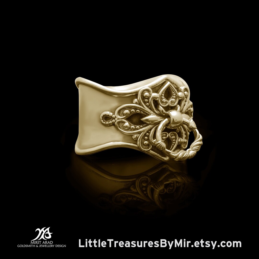 A 14 Karat Yellow Gold Boho & Hippie Style Flowers Ring, Ethnic Ring ...