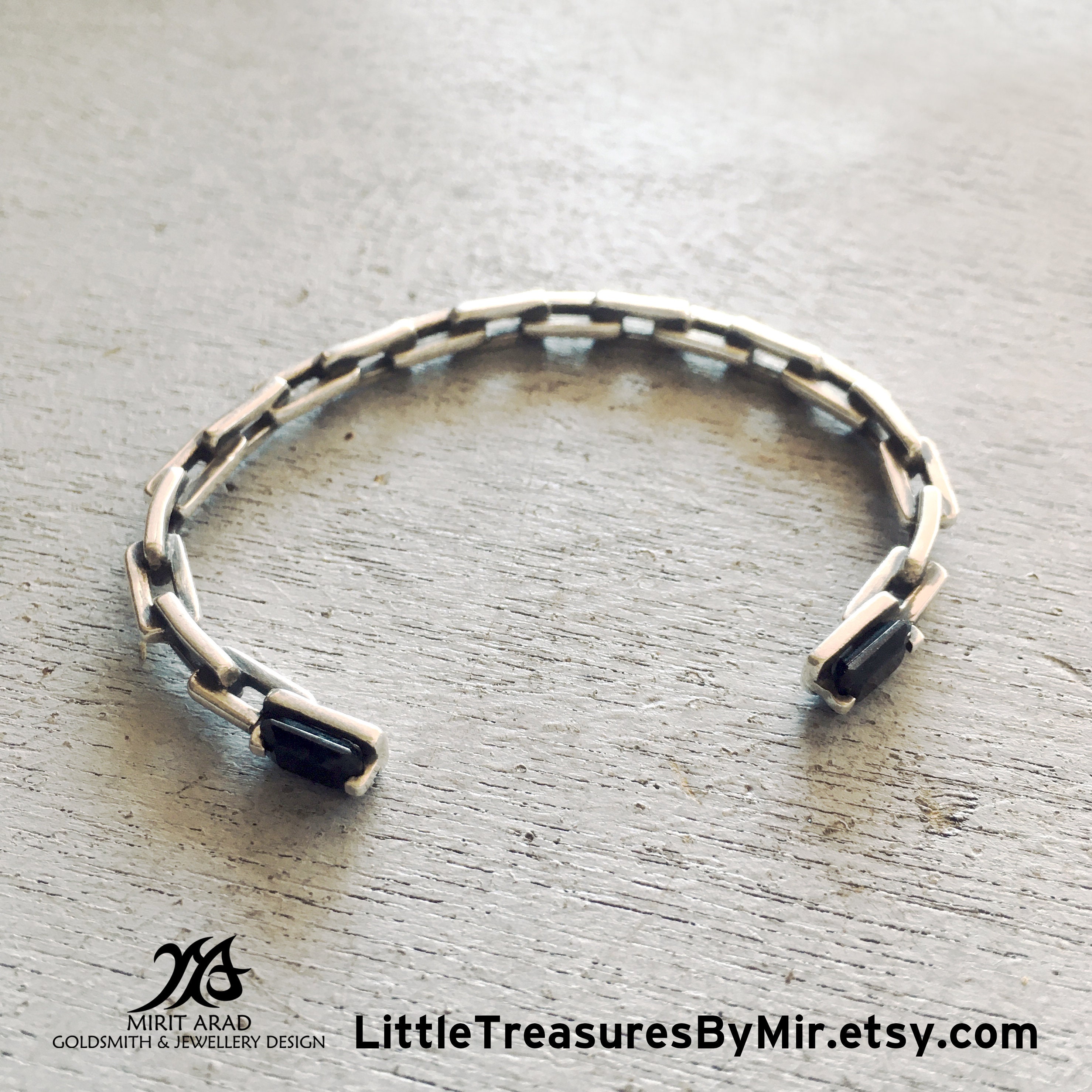 Depeche Mode M&S Cuff, Rectangular Black Spinel Gemstones Setting, Curb ...