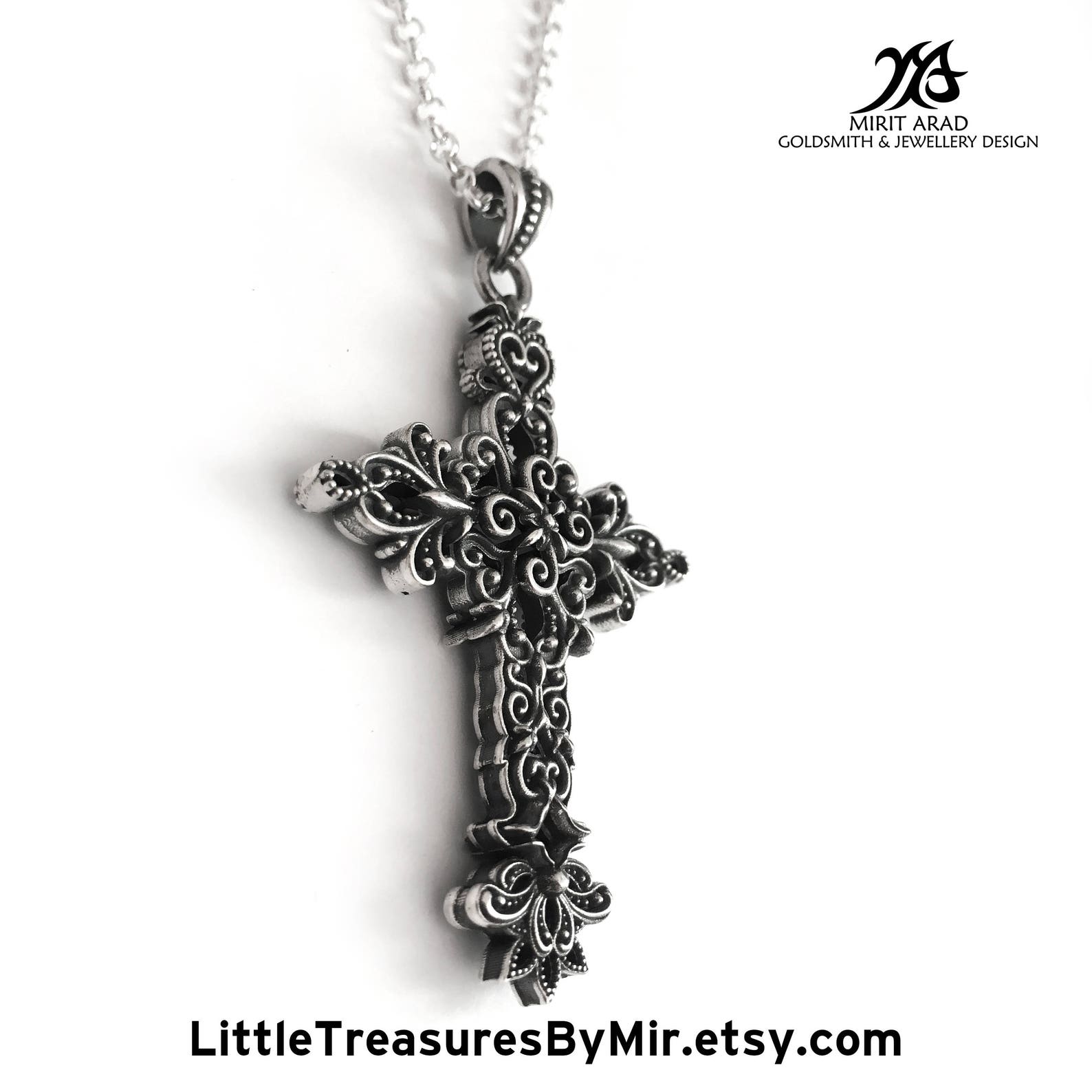 Victorian Cross Pendant, Filigree Cross, Religious Pendant, Gothic ...