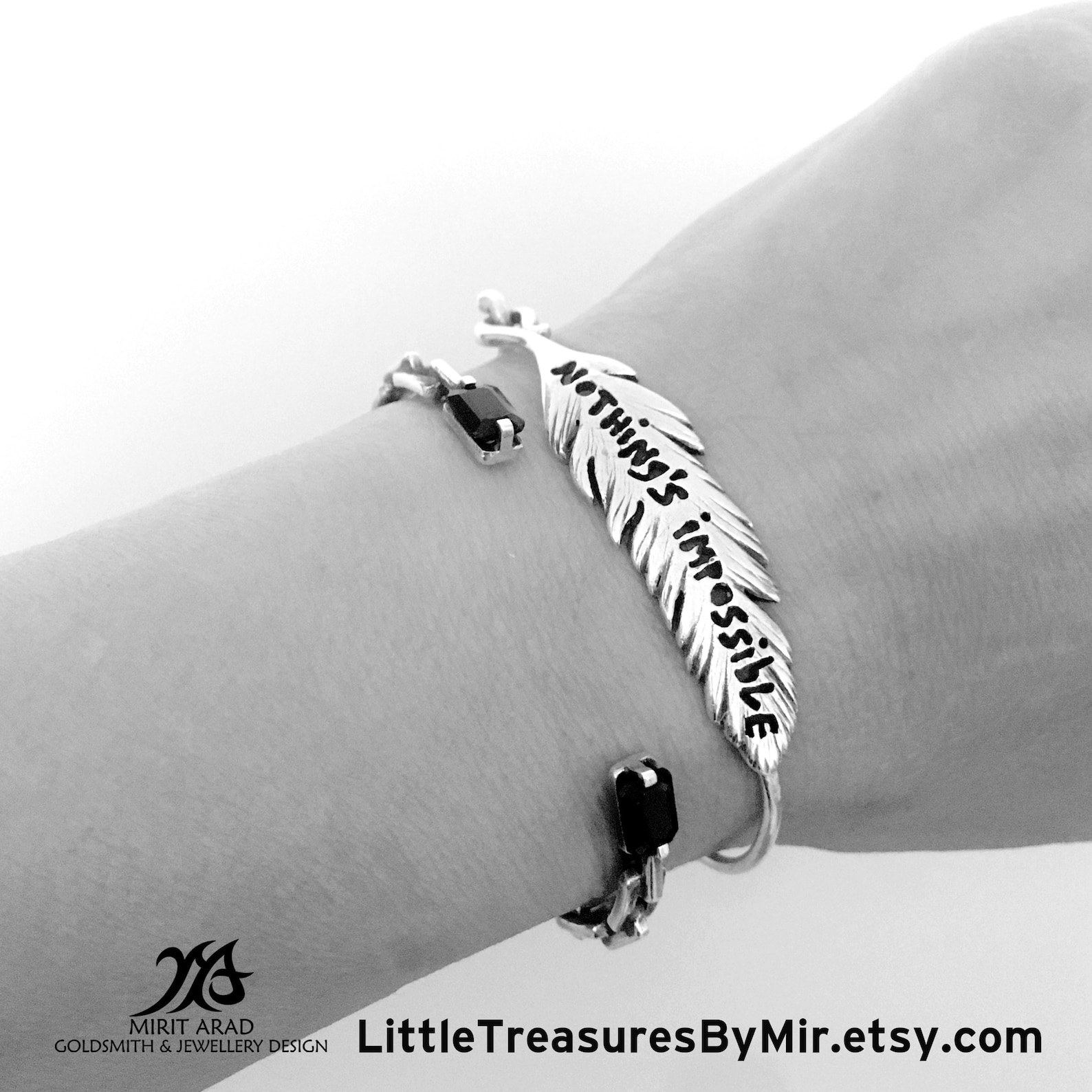 Depeche Mode M&S Cuff, Rectangular Black Spinel Gemstones Setting, Curb ...