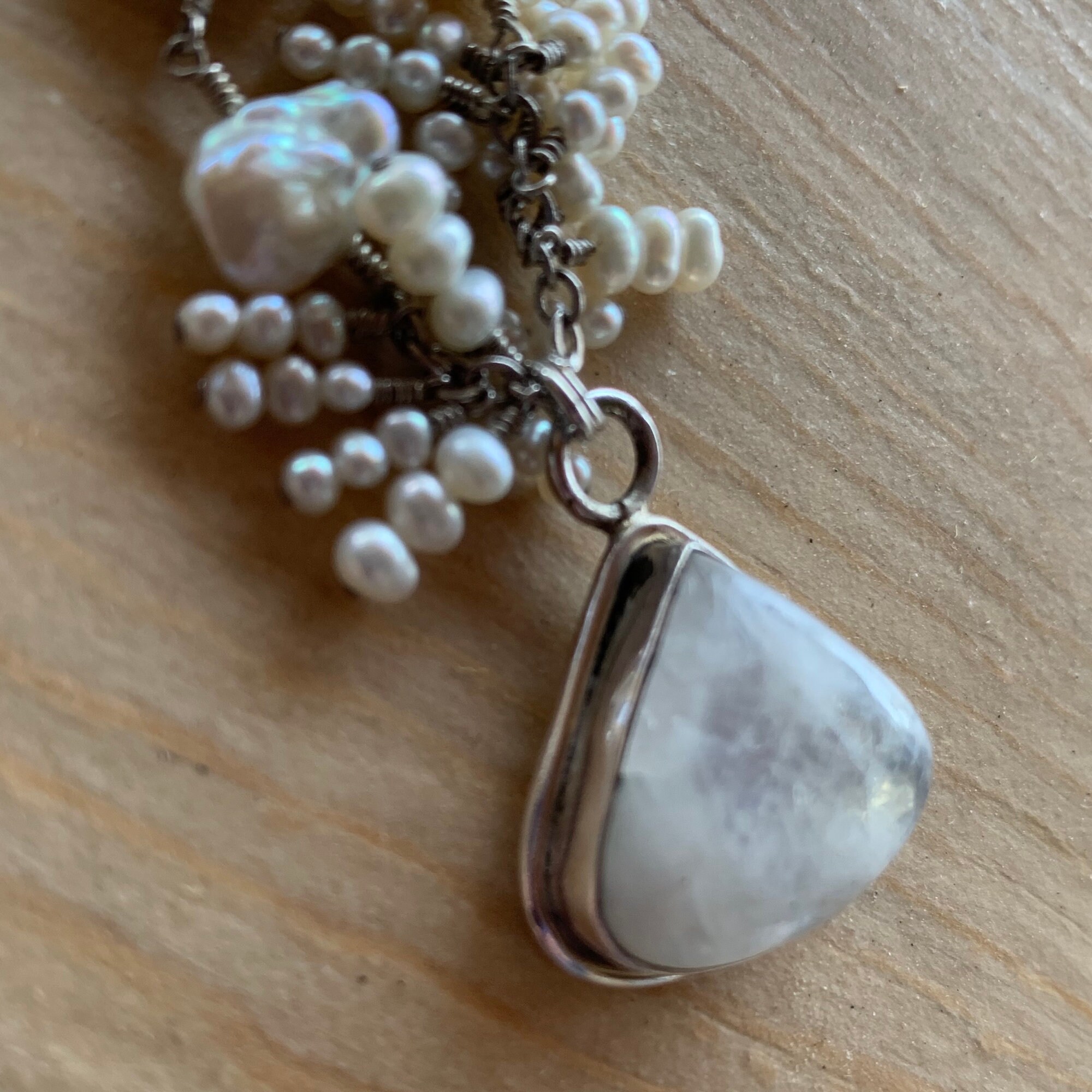 Moonstone Pearl Necklace. Sterling Silver. | Etsy
