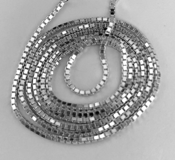Box Chain Necklace. Sterling Silver. - Gem