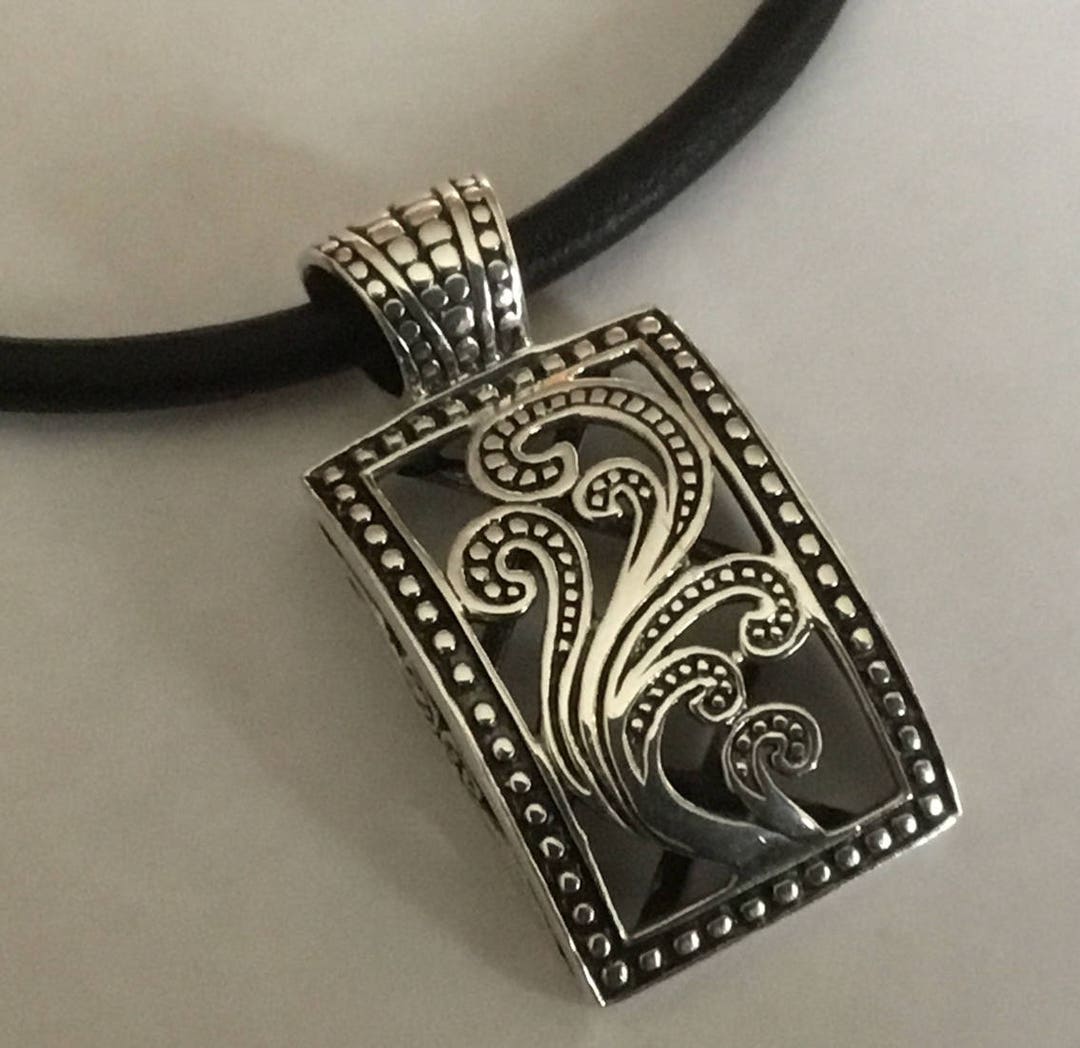 Silpada Paisley Filigree Pendant on Black Leather Cord. Sterling Silver ...