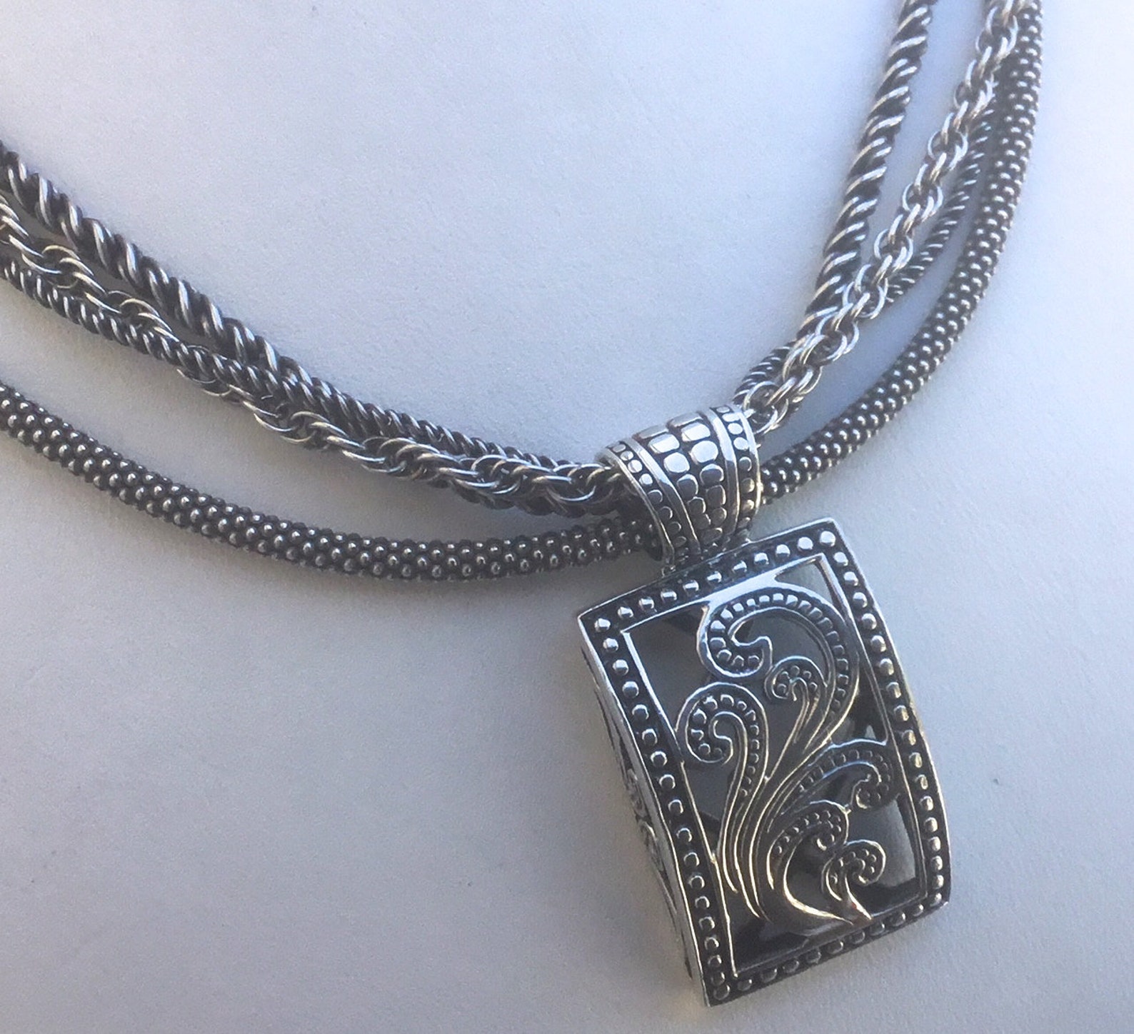 Silpada Paisley Filigree Pendant on Black Leather Cord. Sterling Silver ...