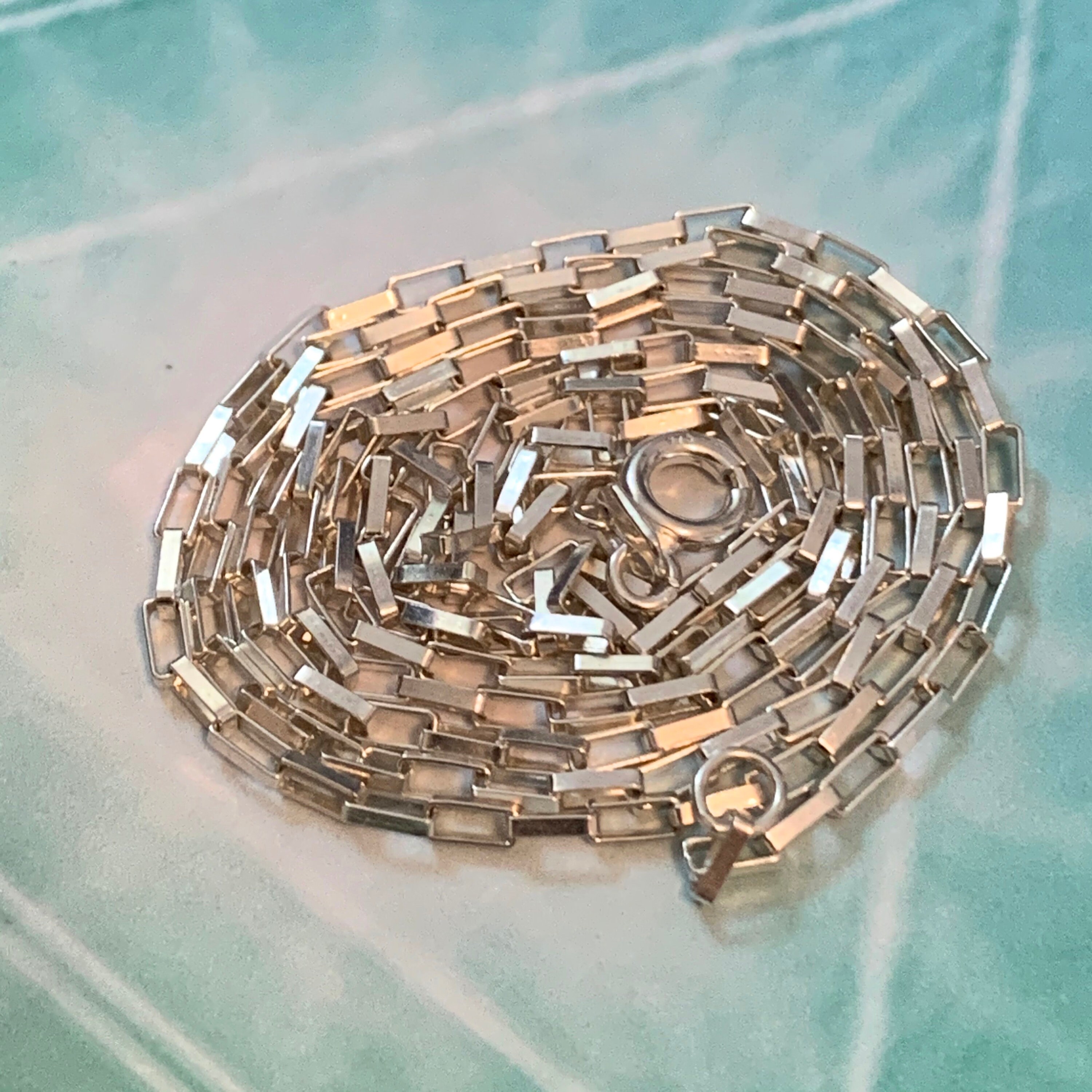 Elongated Box Chain. Sterling Silver. Lobster Clasp. - Etsy.de