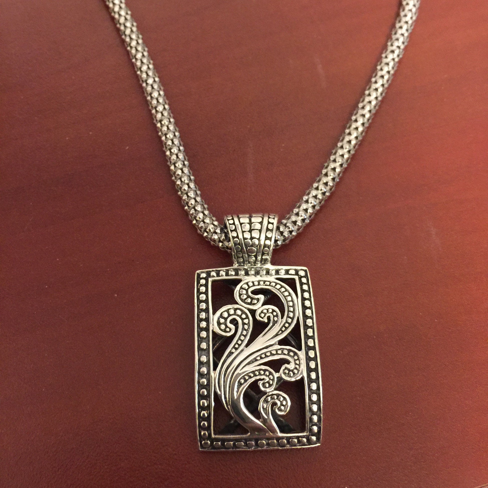 Silpada Paisley Filigree Pendant on Black Leather Cord. Sterling Silver ...