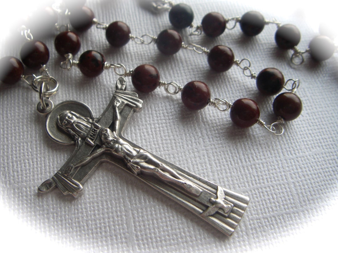 Cross Necklace of St. Louis Basilica. Jasper Beaded Necklace. Hand ...