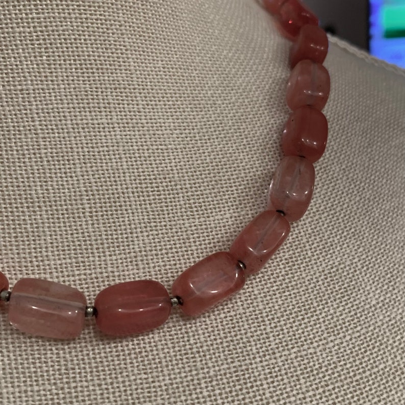 Cherry Quartz Necklace. Sterling Silver Toggle Clasp. - Etsy