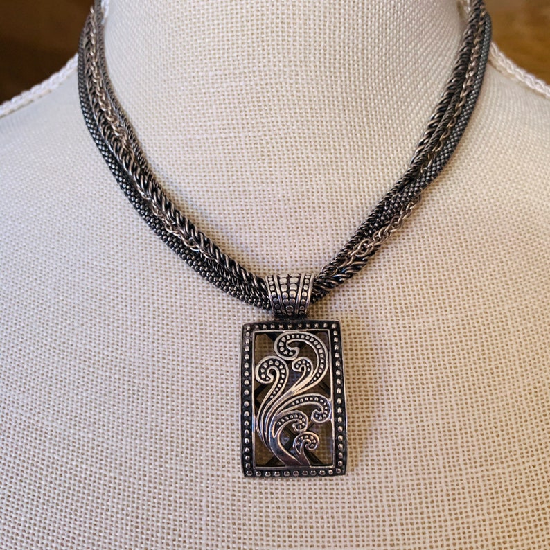 Silpada Paisley Filigree Pendant on Black Leather Cord. | Etsy