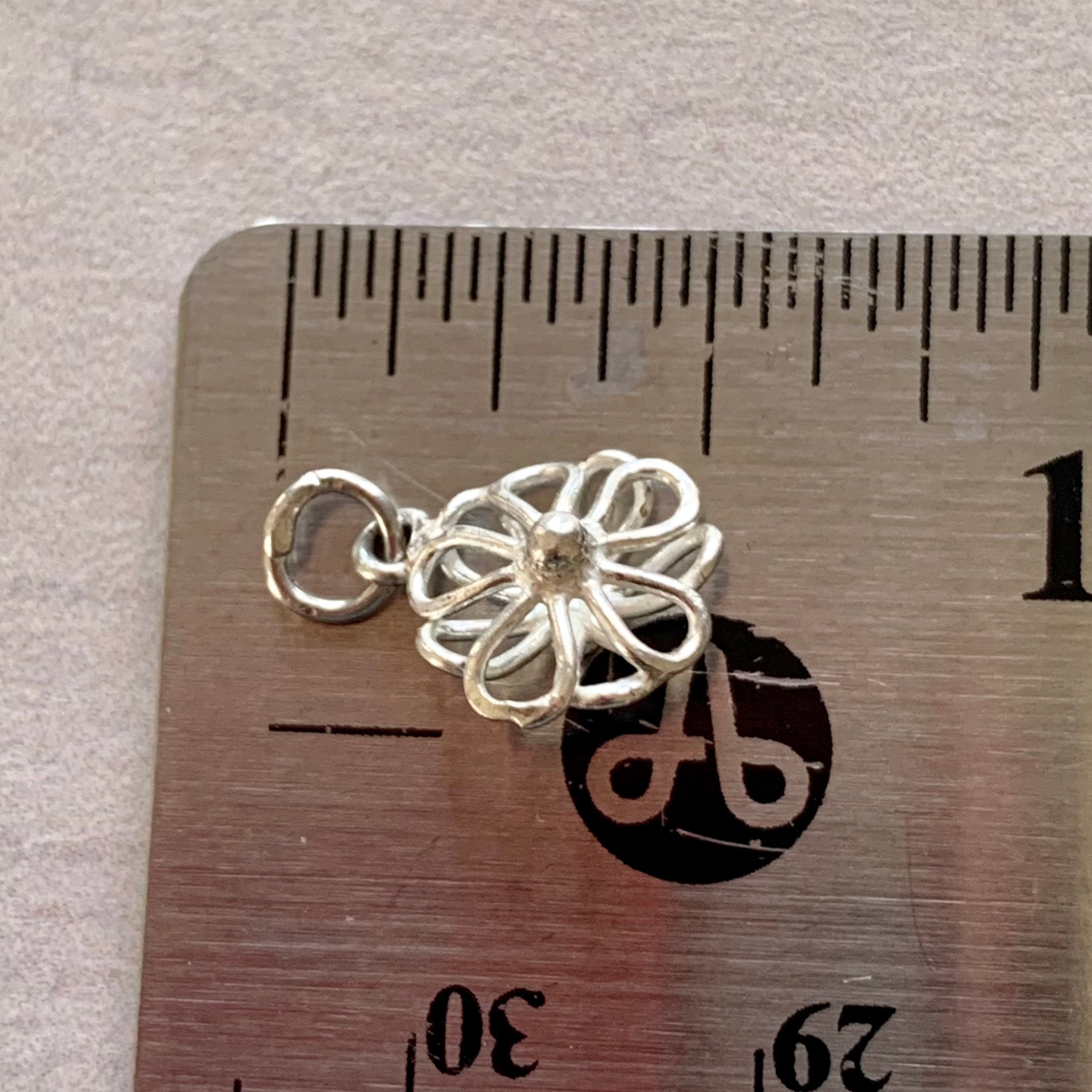 Floral CHARM ONLY. Sterling Silver Flower Charm. - Etsy