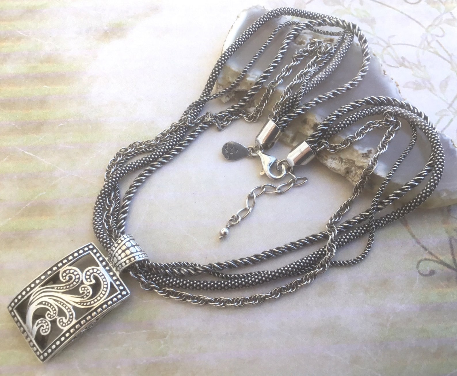 Silpada Paisley Filigree Pendant on Black Leather Cord. Sterling Silver ...