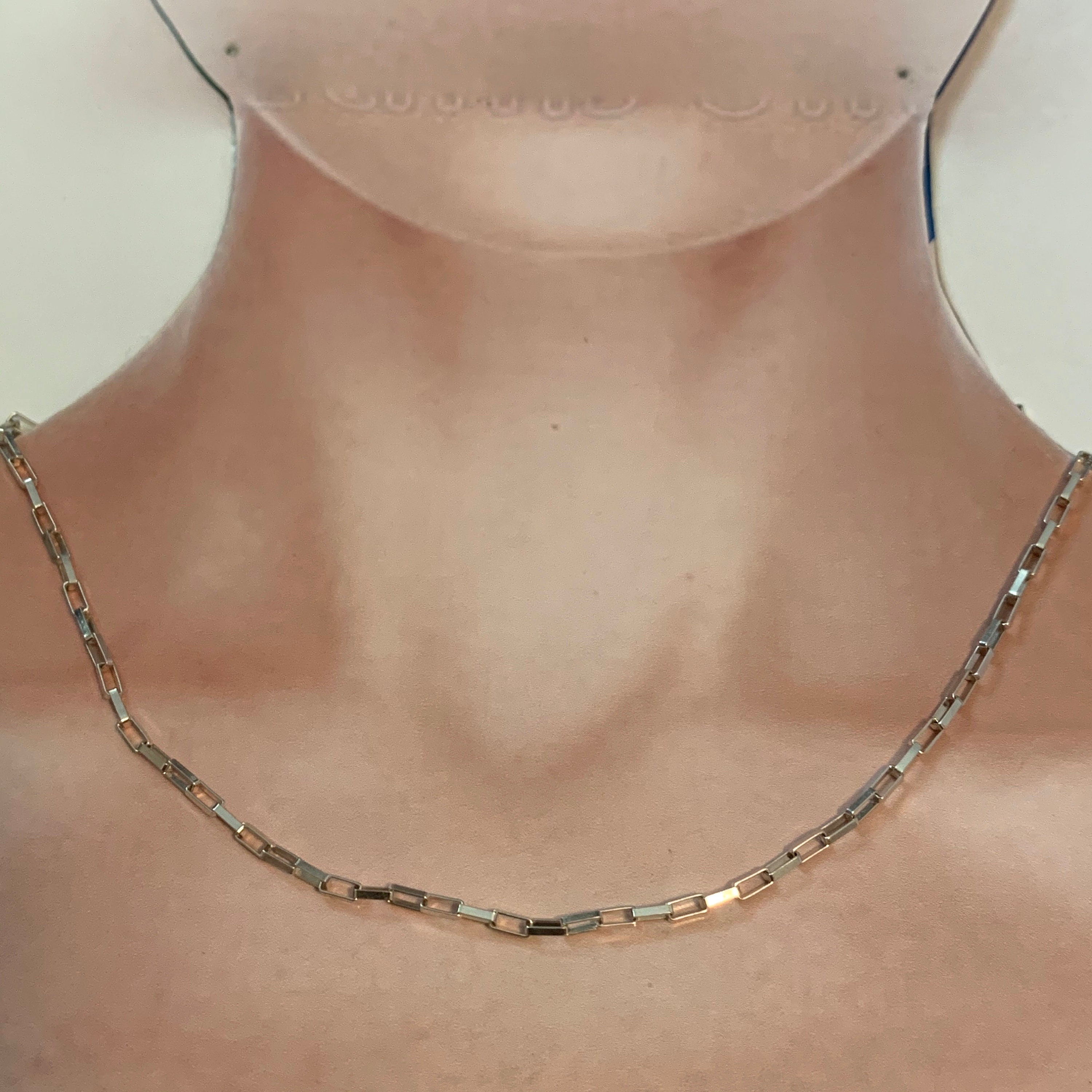 Elongated Box Chain. Sterling Silver. Lobster Clasp. - Etsy.de
