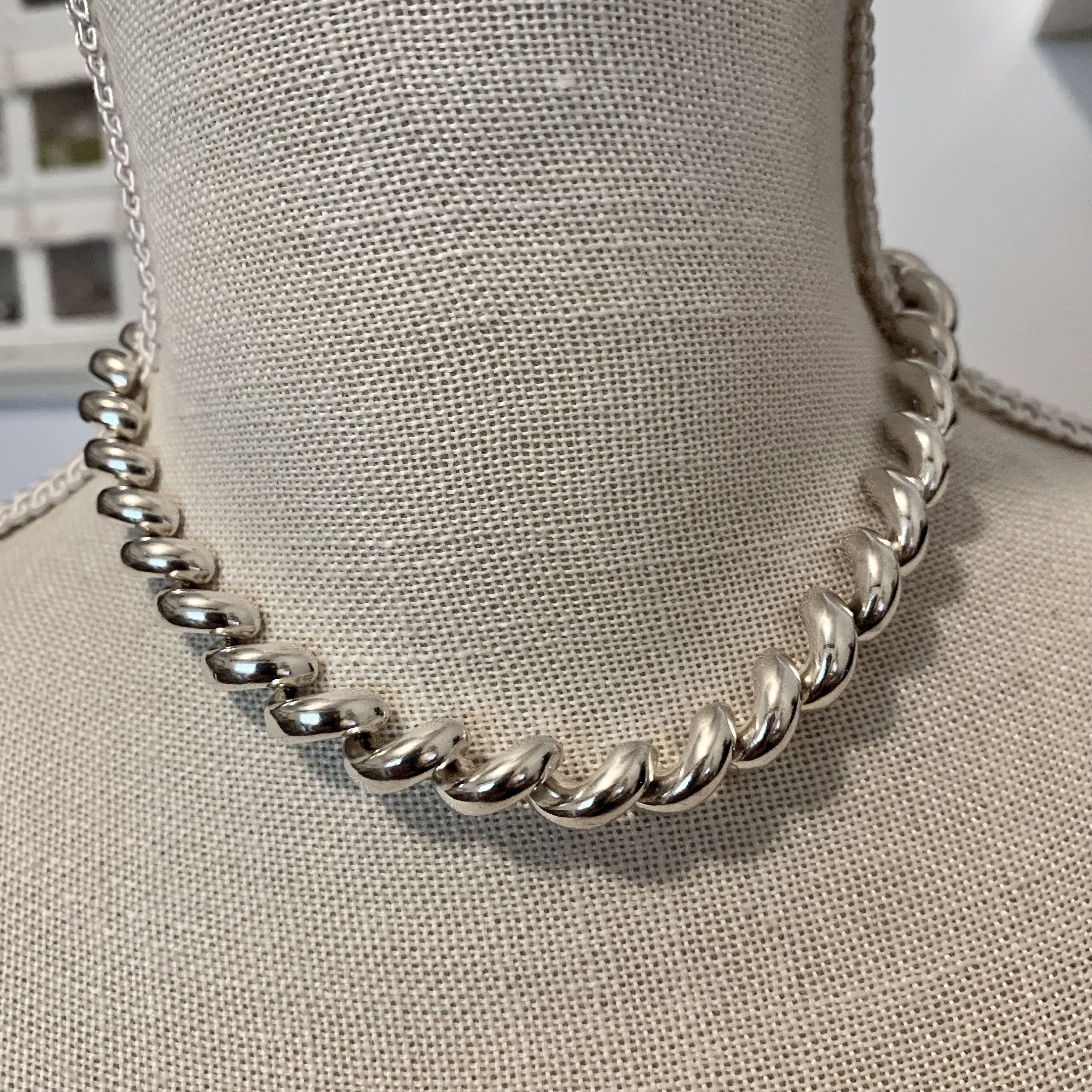 Silver Color Italian San Marco Design Mixed Chain Necklace & Bracelet ...