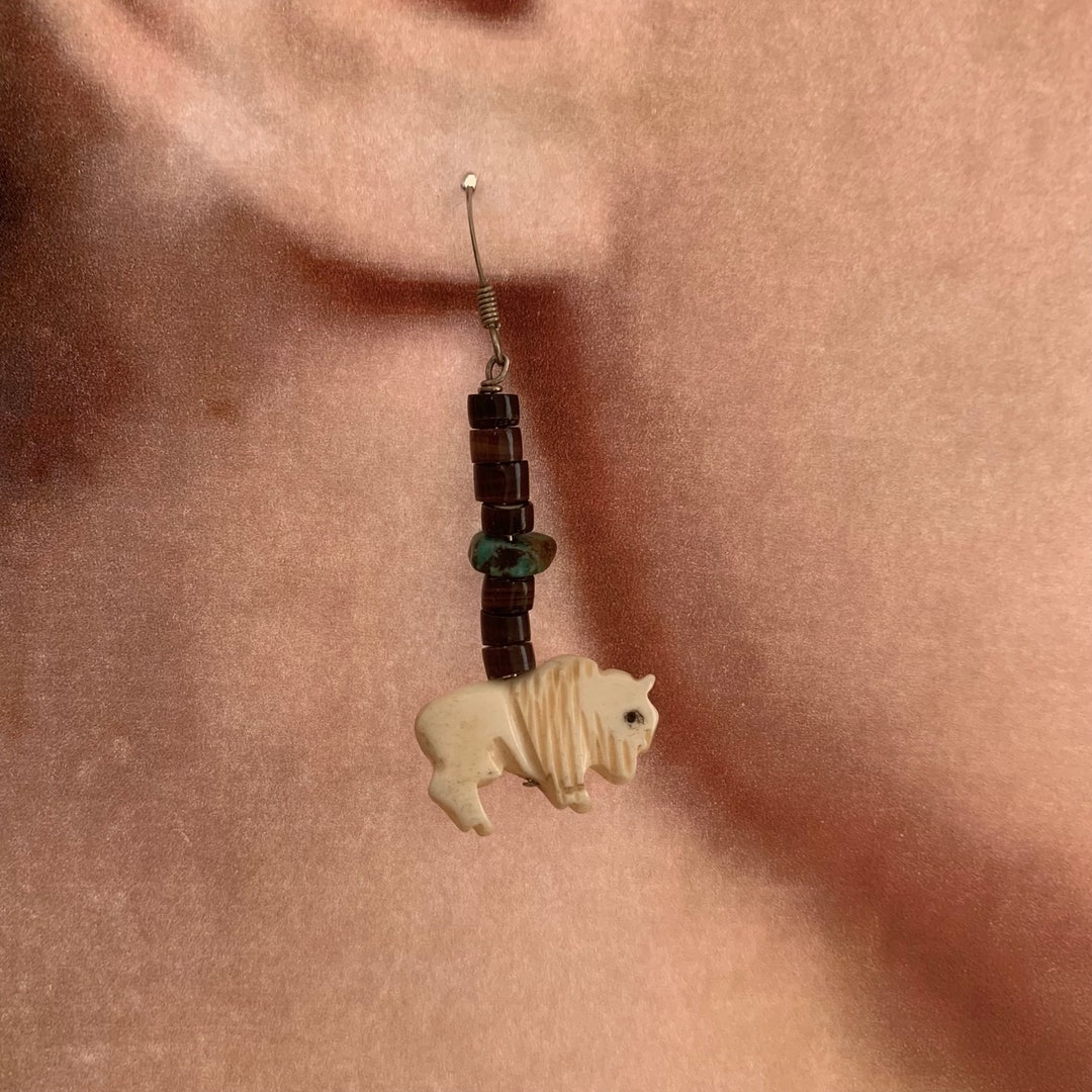 Buffalo Bison Earrings. Silver Plated. Dangle. - Etsy
