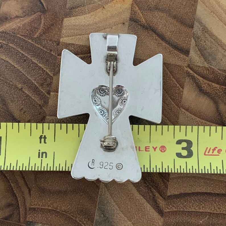 CAROLYN Pollack Angel Heart Cross Pendant or Brooch on Black Cord. - Etsy