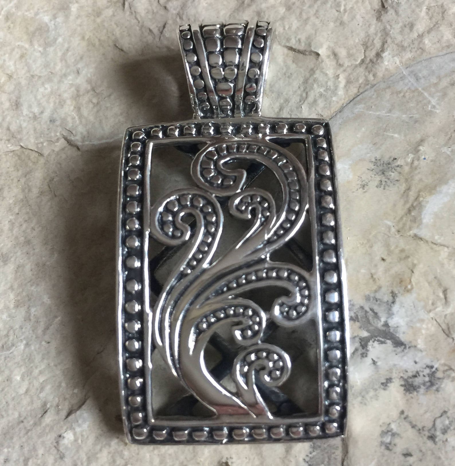 Silpada Paisley Filigree Pendant on Black Leather Cord. Sterling Silver ...