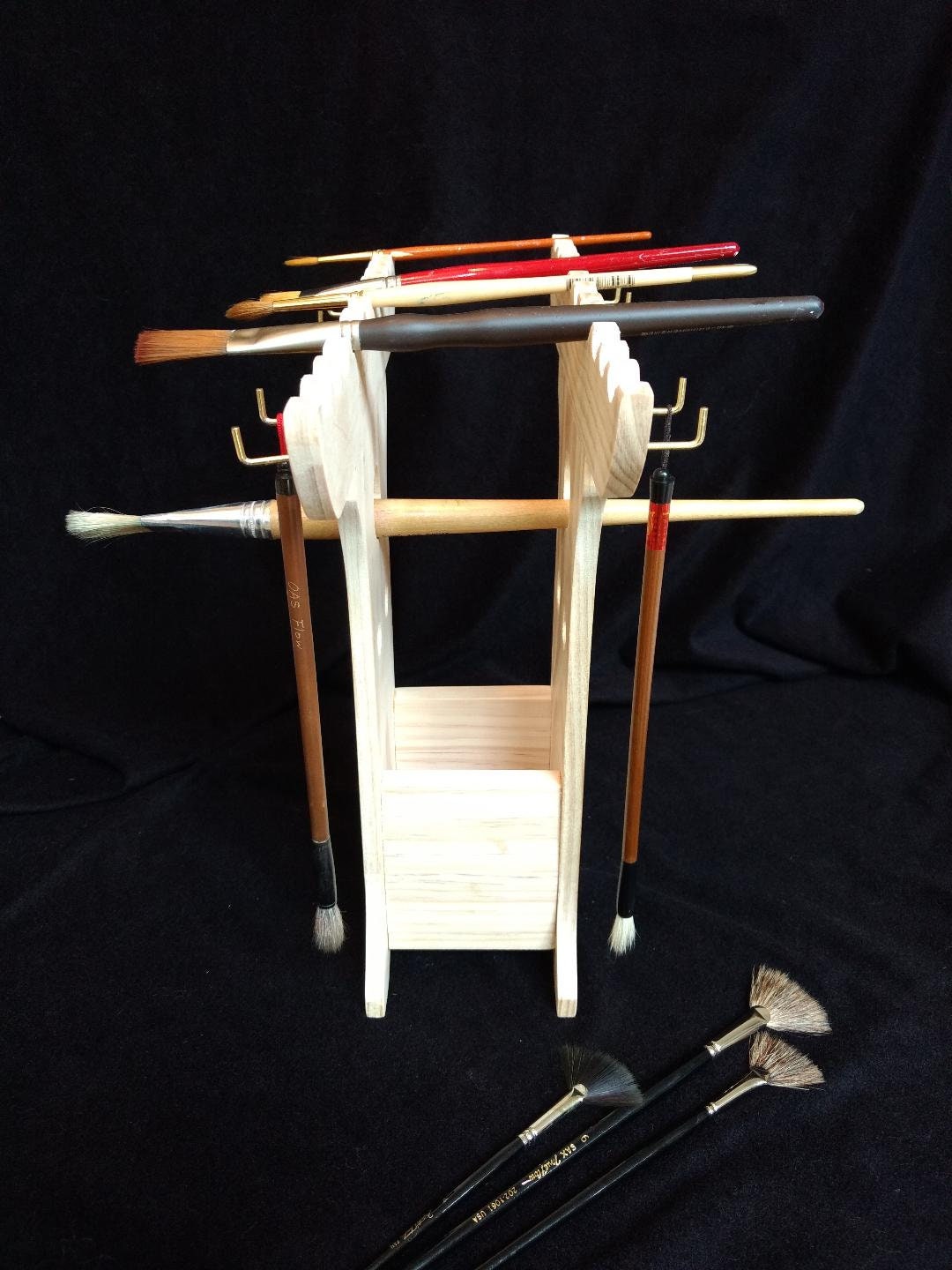 Mo's Tall Happy Brush Tree - Pine Wood Artist's Brush Holder - Dryer ...