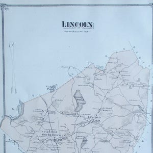 1875 Lincoln Massachusetts Town Map. Sudbury River, Sandy Pond, Walden ...
