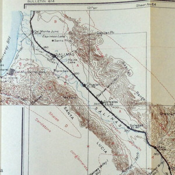 Antique Monterey Map - Etsy