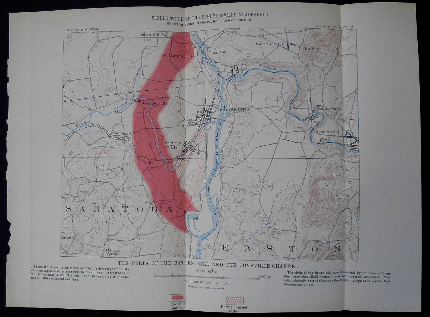 1905 Batten Kill Delta, Hudson River, Coveville Channel New York Map ...