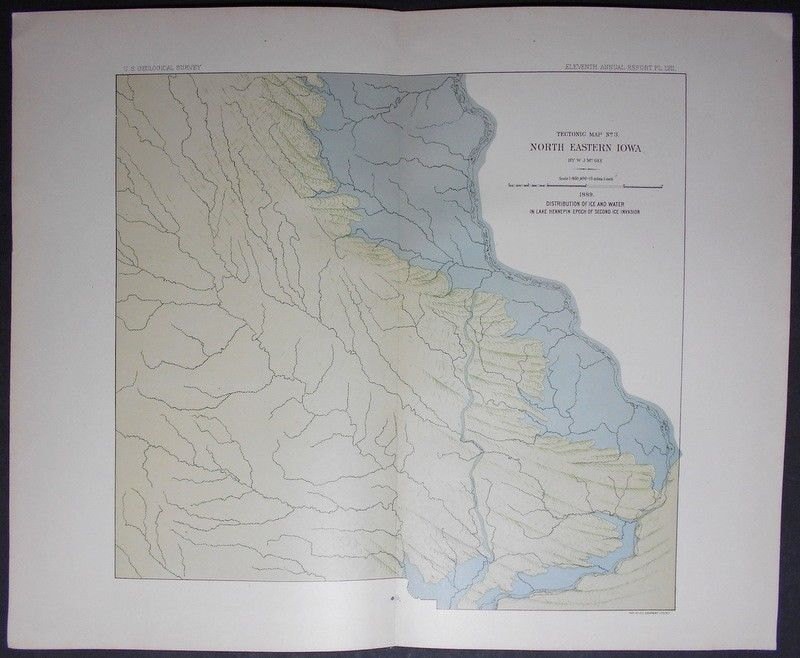 1890: 3 Iowa IA Maps Showing Tectonics Northeastern Iowa Ice - Etsy