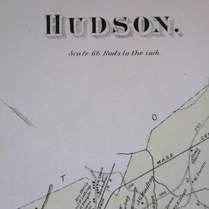 1875 Hudson Massachusetts Town Map. Assabet River, Mill Pond, Railroads ...