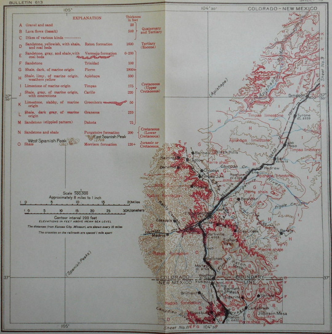 1915 Colorado Railroad Map: Simpson Trinidad Tyrone Poso Earl Beshoar ...