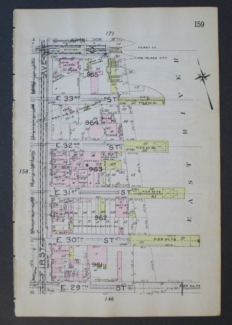 1912 Kips Bay Neighborhood, Manhattan E 29th St to 34th East Street ...