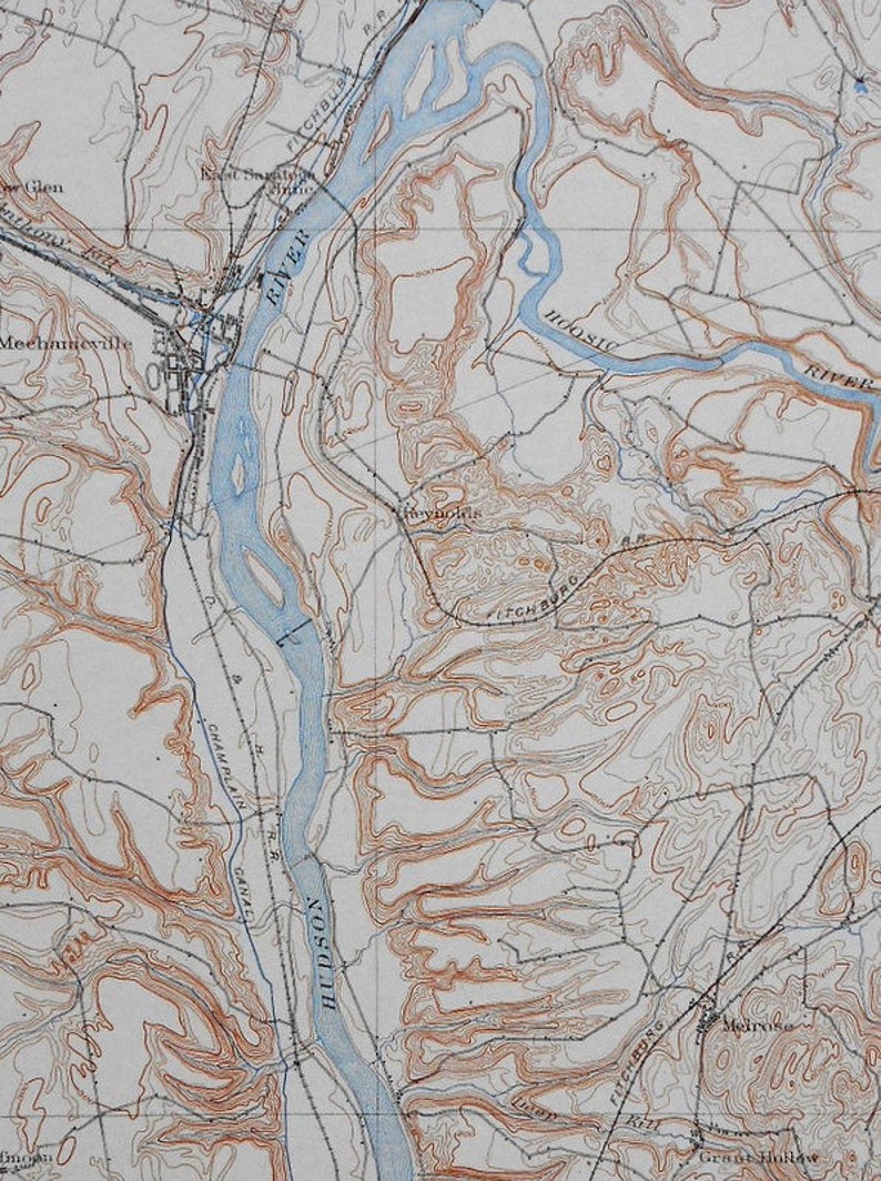 1908 Map: Mechanicville, Willow Glen, Dudson & Hoosic Rivers New York ...