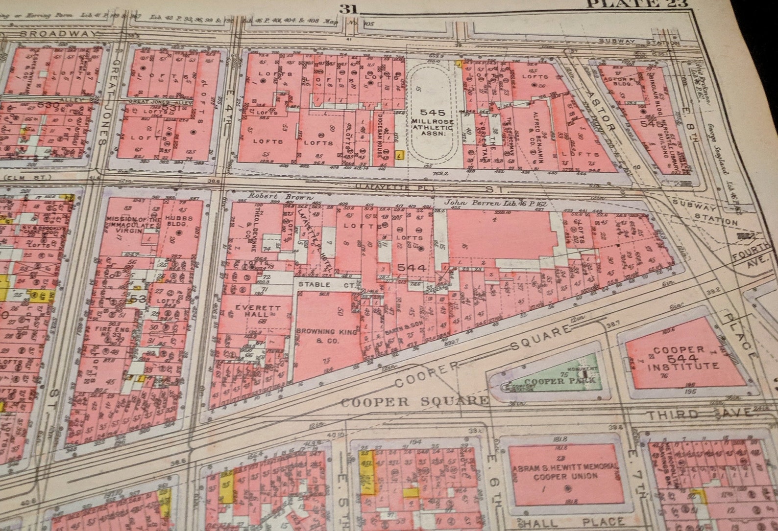 1916 NOHO, Bowery Map in Lower Manhattan, Cooper Union & Square ...