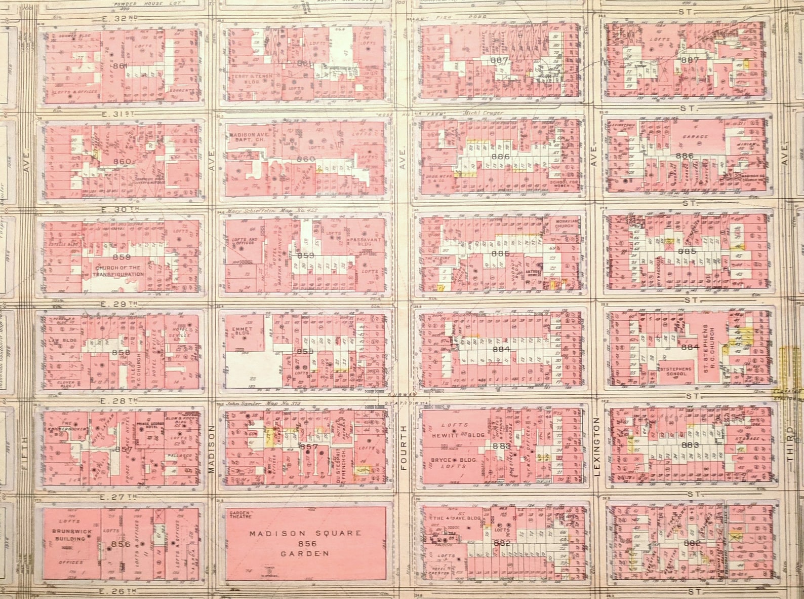1916 Old Madison Square Garden Area Manhattan NYC Map 26th St - Etsy