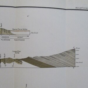 1907 Southern California Antique Map or Chart: Geologic Structure ...