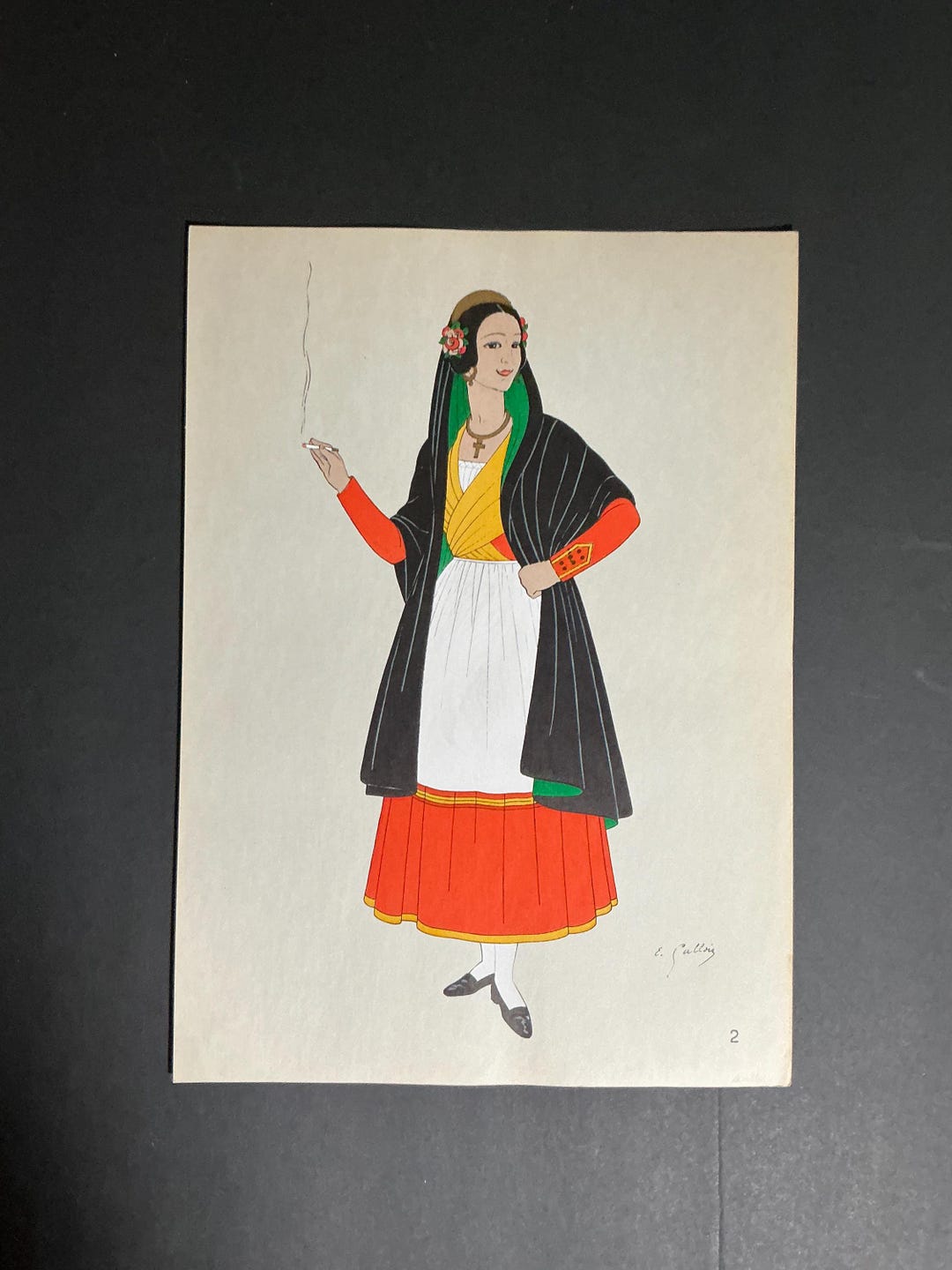 Andalusia, Spain Woman With Cigarette Original 1939 Émilie Gallois ...