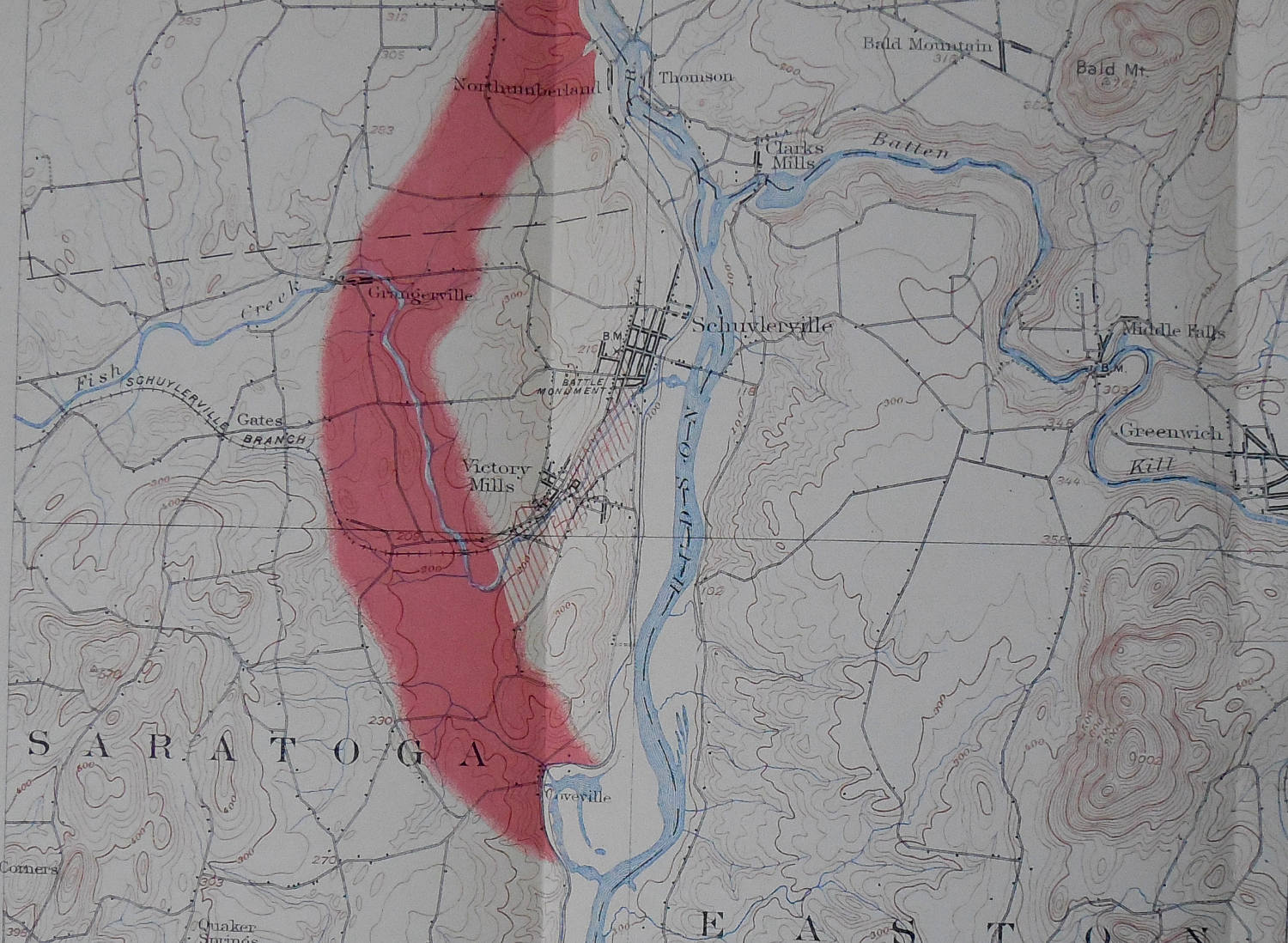 1905 Batten Kill Delta, Hudson River, Coveville Channel New York Map ...