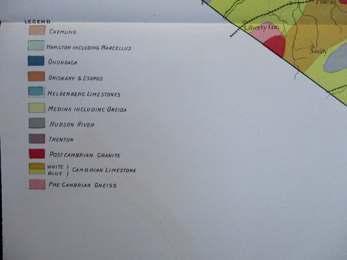 1895 Orange County New York Geologic Map Original Antique by Henrich ...