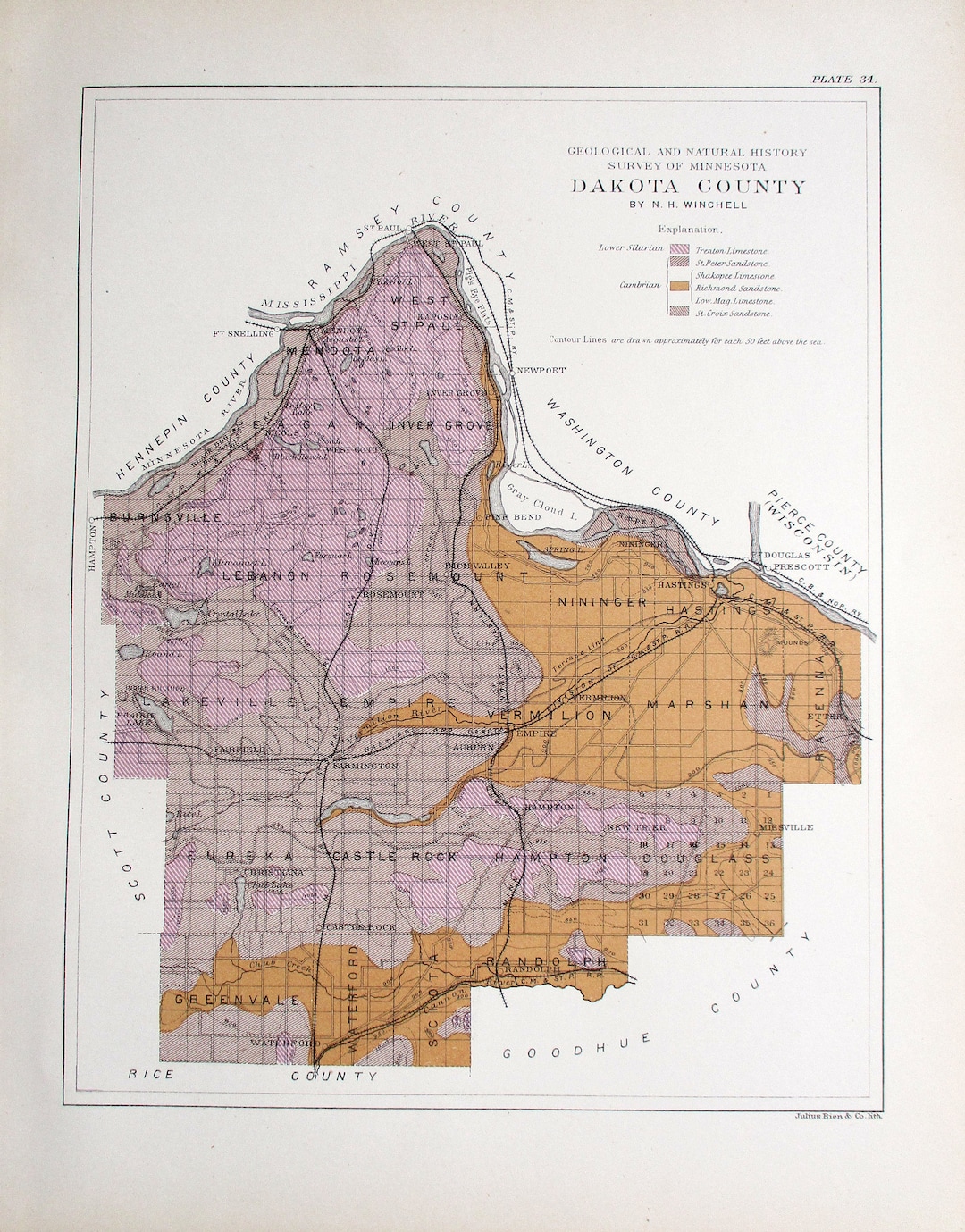1901 Dakota County Minnesota MN West St. Paul, Mendota, Inver Grove ...