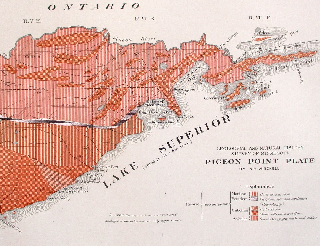 1901 Pigeon Point Area Minnesota-lake Superior, Grand Portage Bay ...