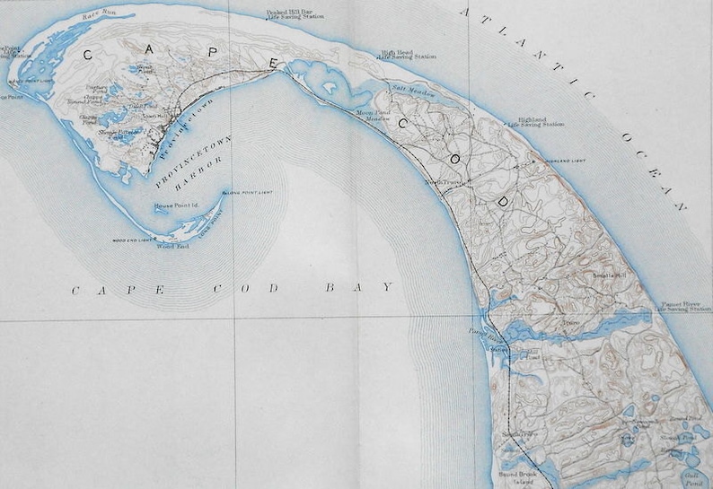 1908 Provincetown Harbor Cape Cod Original Antique Map Showing - Etsy