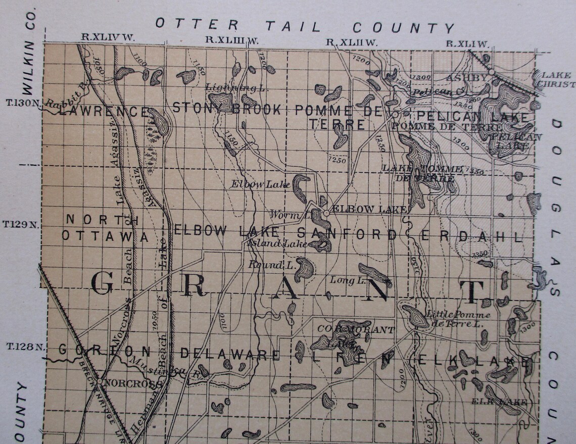 1901 Grant & Stevens County Minnesota MN Herman Morris Hancock Chokio ...