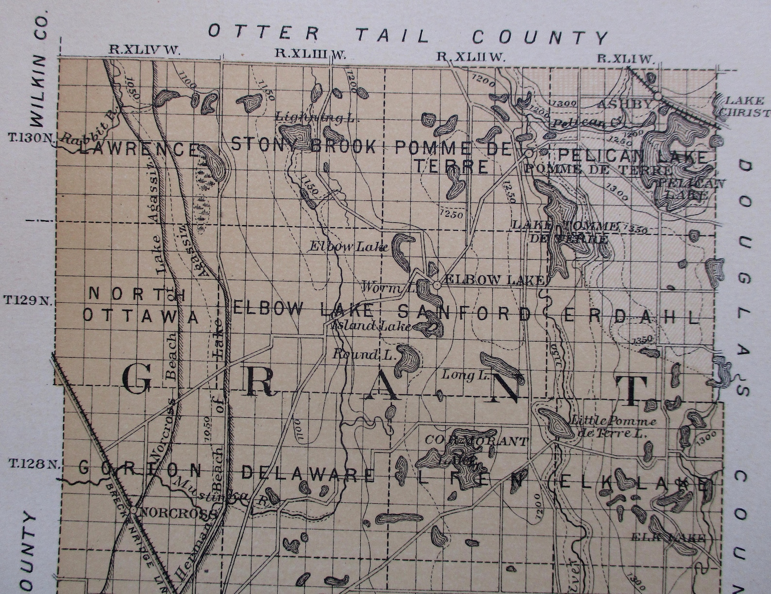 1901 Grant & Stevens County Minnesota MN Herman Morris Hancock Chokio ...