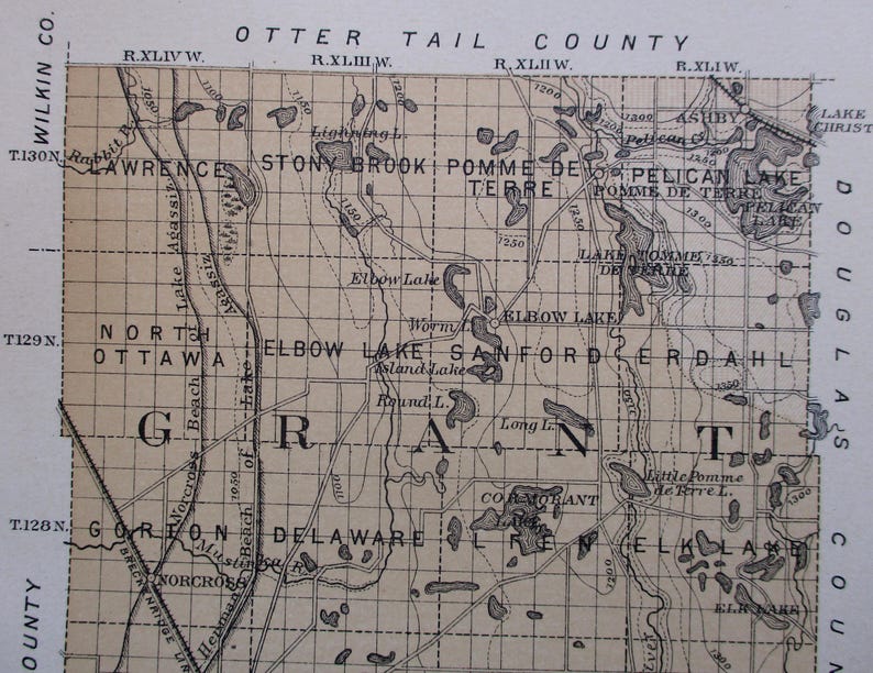 1901 Grant & Stevens County Minnesota MN Herman Morris Hancock Chokio ...
