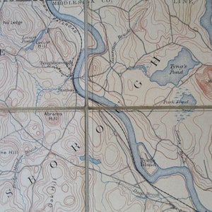 Lowell, Massachusetts Area Antique 1912 Map. Dissected & Cloth-mounted ...