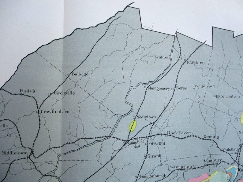 1895 Orange County New York Geologic Map Original Antique by Henrich ...